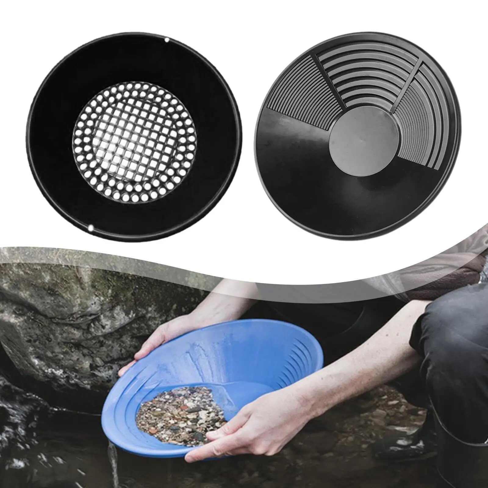 Два лотка для промывки золота 14 дюймов, Black Sieve