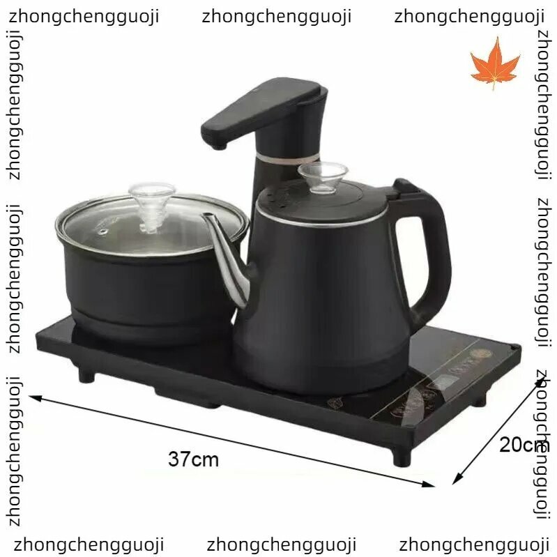 Чайник электрический 1л и регулировкой температур с подогревом, на подставке, чайный набор С кастрюлей для приготовления пищи, черный