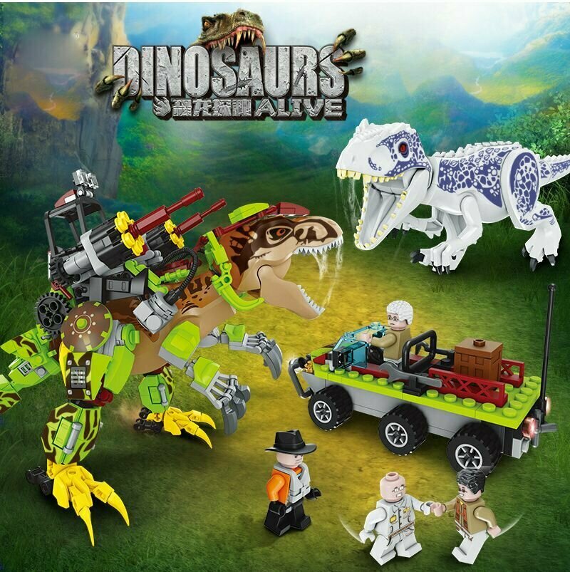 Конструктор Jurassic World совместим с лего-Битва динозавров 640 детали