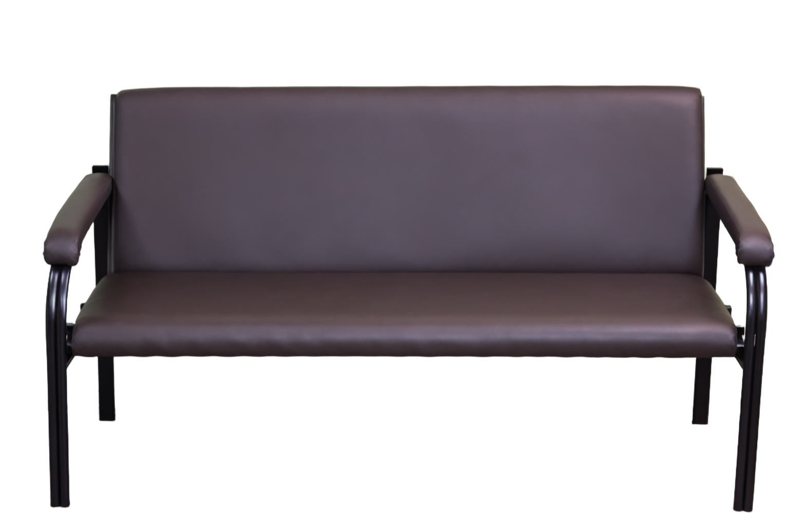 Диван офисный "Сириус Гладкий", 3х-местный, экокожа коричневая, разборный стальной каркас, на дачу, на кухню, в коридор.