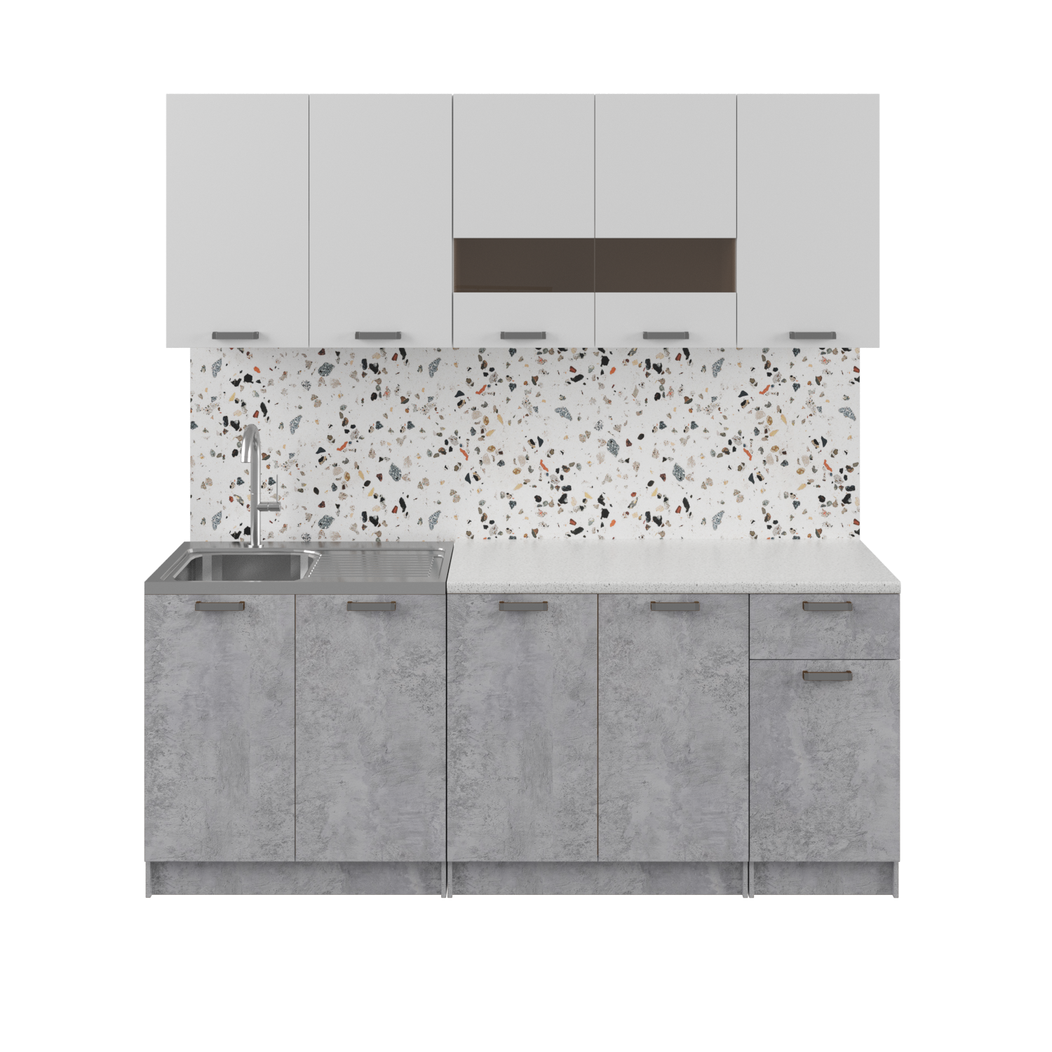 Кухонный гарнитур "Розалия" 2,0 м, Белый/Цемент