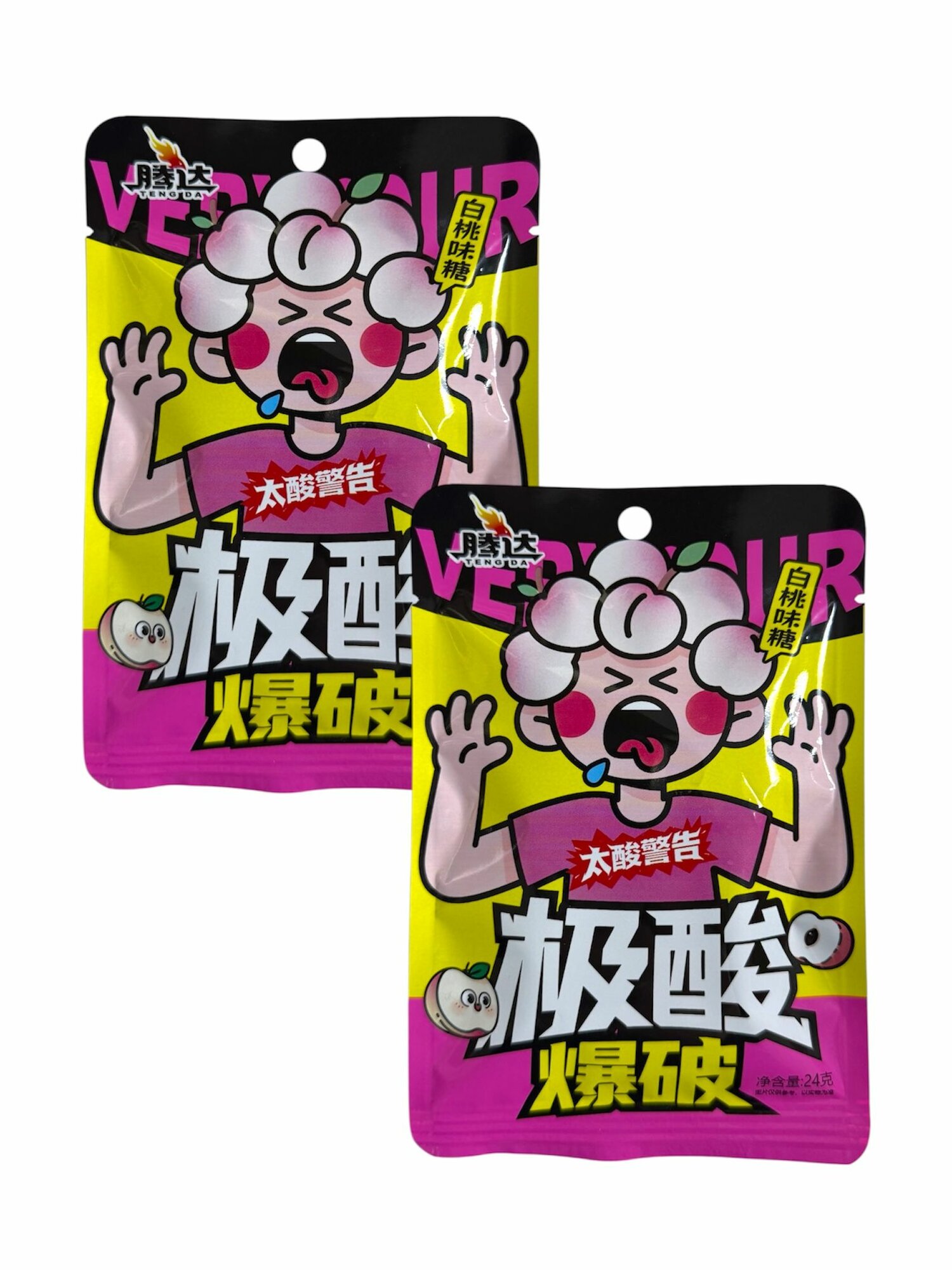 TENG DA Кислые конфеты со вкусом белого персика 2 шт х 24 гр