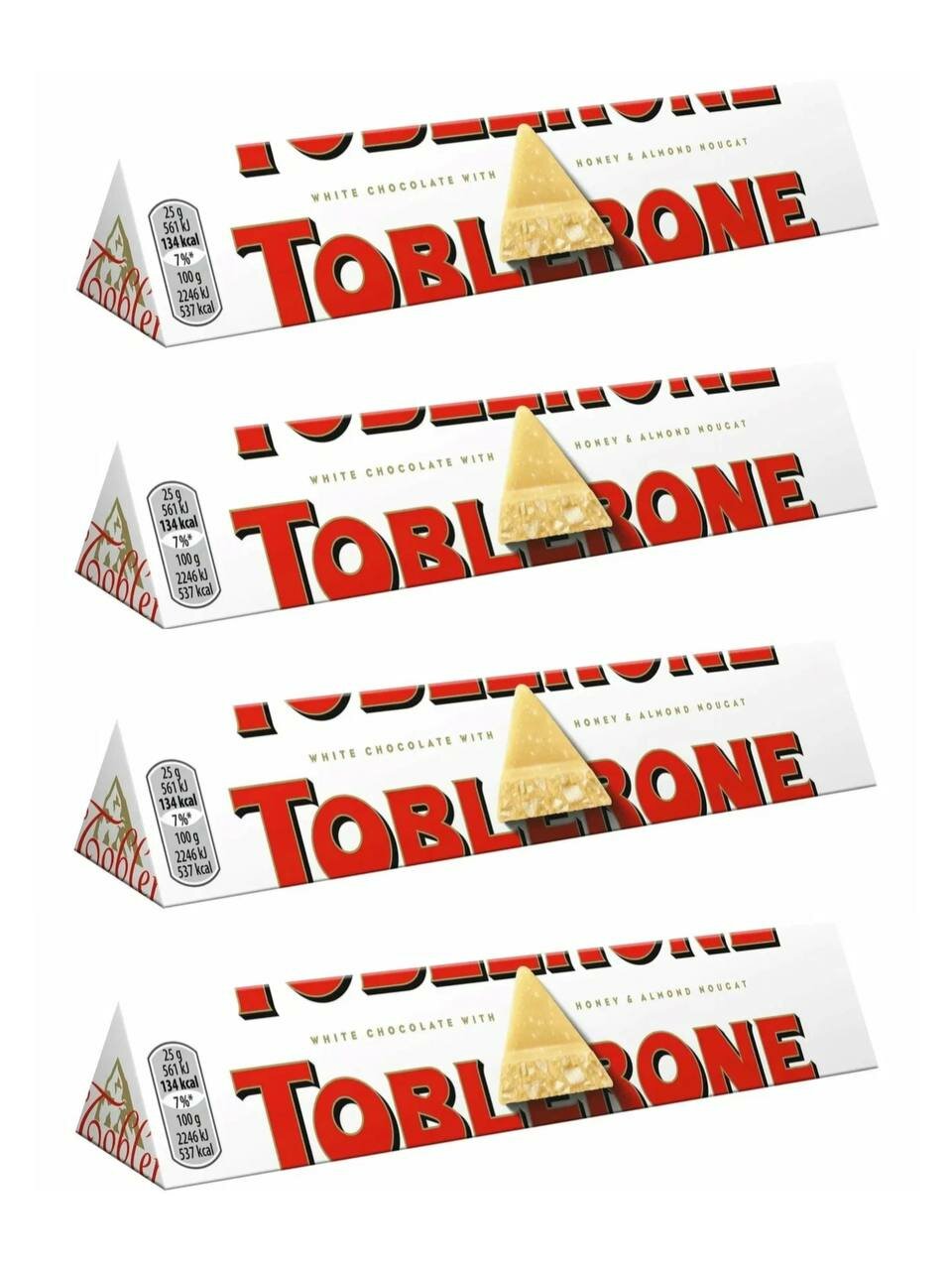 Шоколад Toblerone белый с медово-миндальной нугой, 4шт по 100г