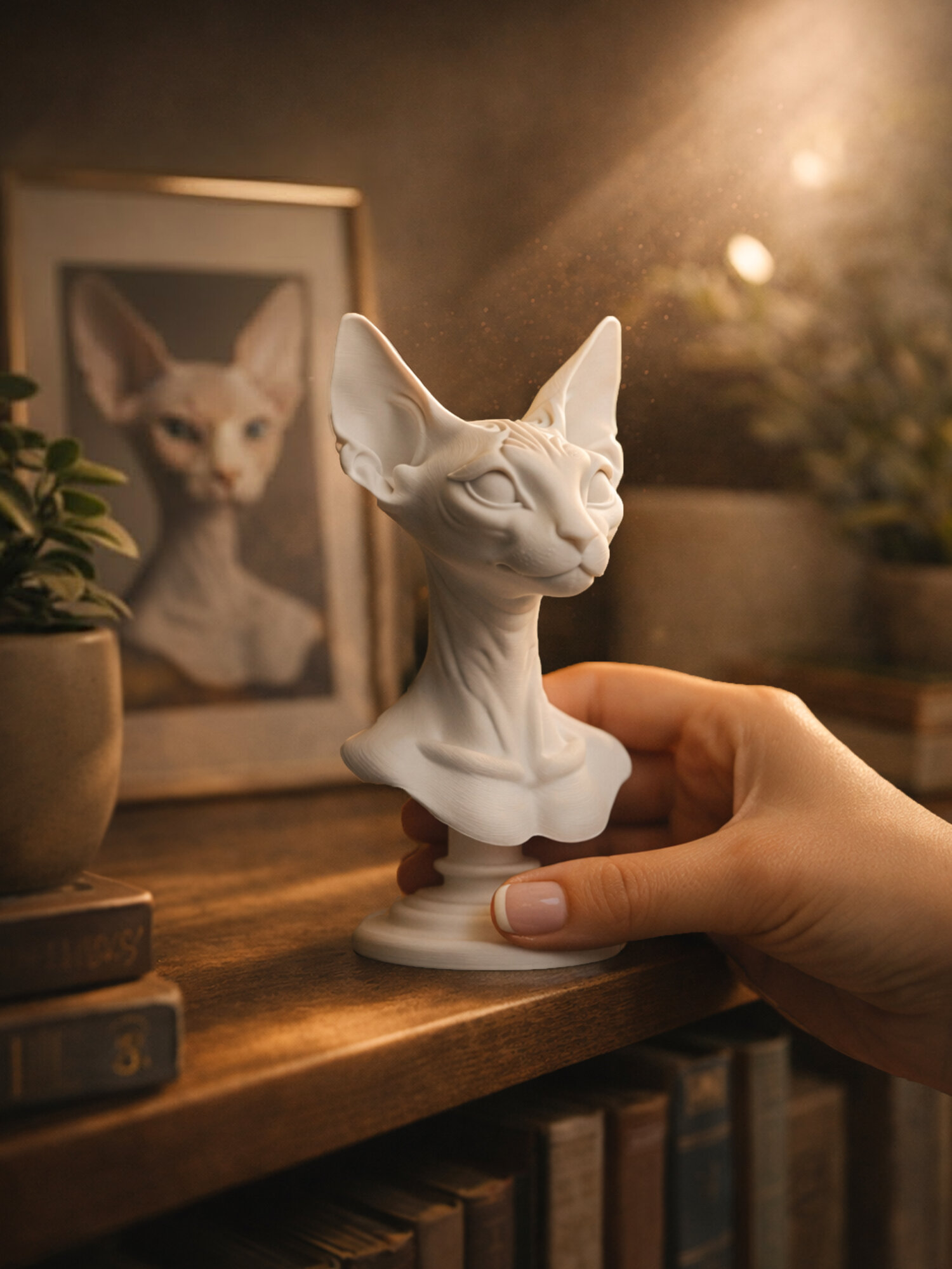 Статуэтка бюст кошки (сфинкс). Декоративная фигурка для интерьера. 12см