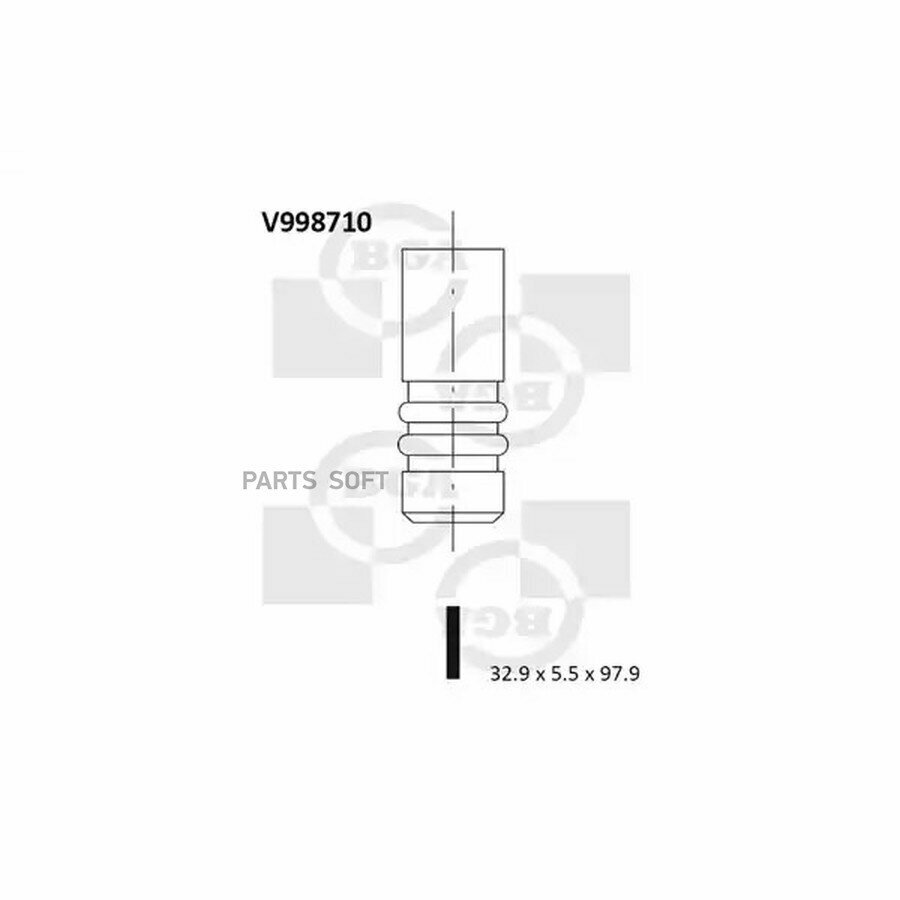 Клапан двигателя впускной [32.9x5.5x97.5] CITROEN C1, C2, C3, DS3, XSARA / FORD FIESTA, FUSION / MAZDA 2 / PEUGEOT 1007, 107, 2008, 206, 207, 208, 307 / TOYOTA AYGO 1.4D 01-15 BGA V998710 | цена за 1 шт