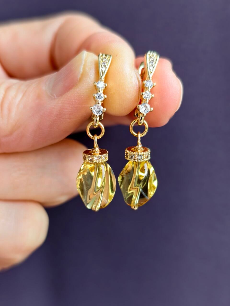 Серьги, цитрин