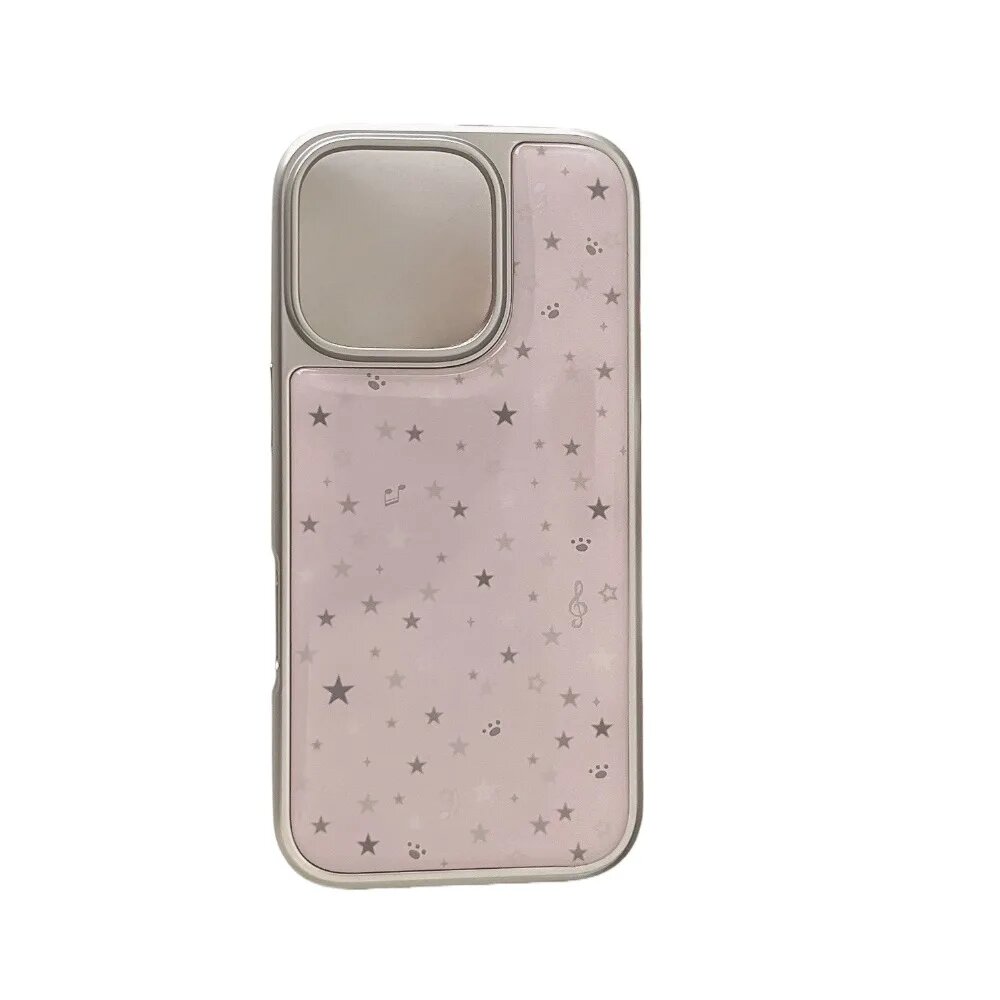 INS Gentle Girl Pink Star New Silver Edge Чехол для телефона iPhone 17 16e 16 15 14 13 12 iPhone 12