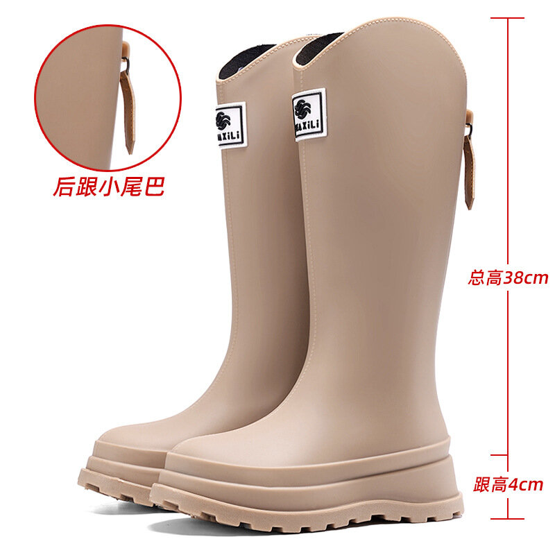 Женские резиновые сапоги, резиновые сапоги в корейском и японском стиле, высокие сапоги для взрослых, осенние и зимние высокие резиновые сапоги, нескользящие, модные резиновые сапоги.