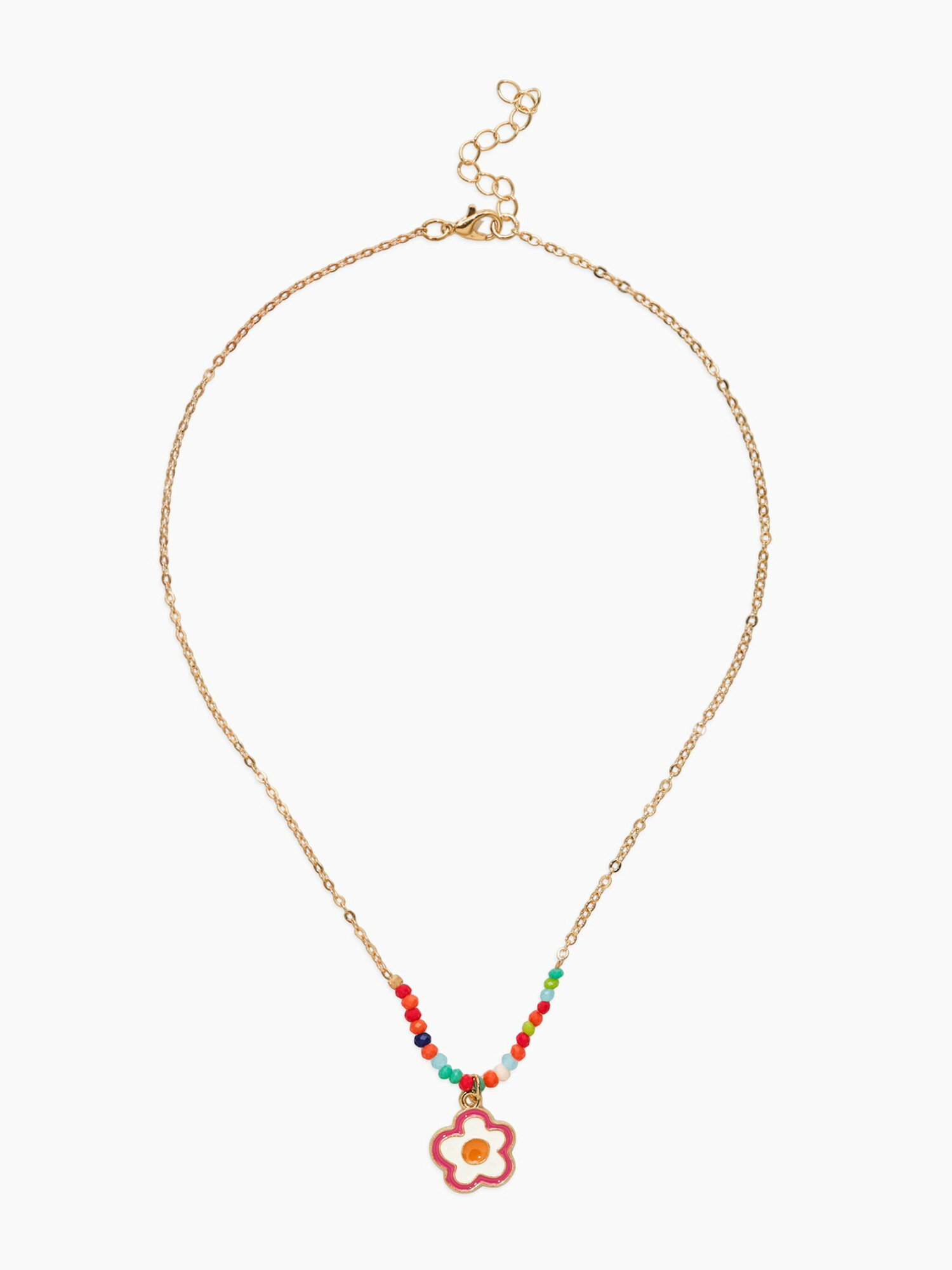 Бусы с кулоном детские "Выбражулька. Цветок", бисер, 41 см, белые в золоте