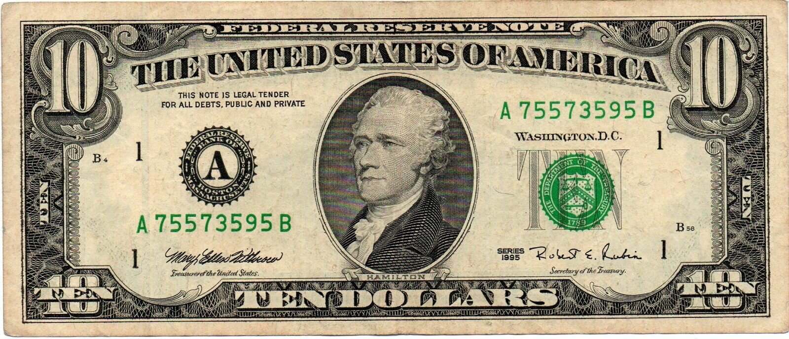 10 долларов 1995 год США 75573595