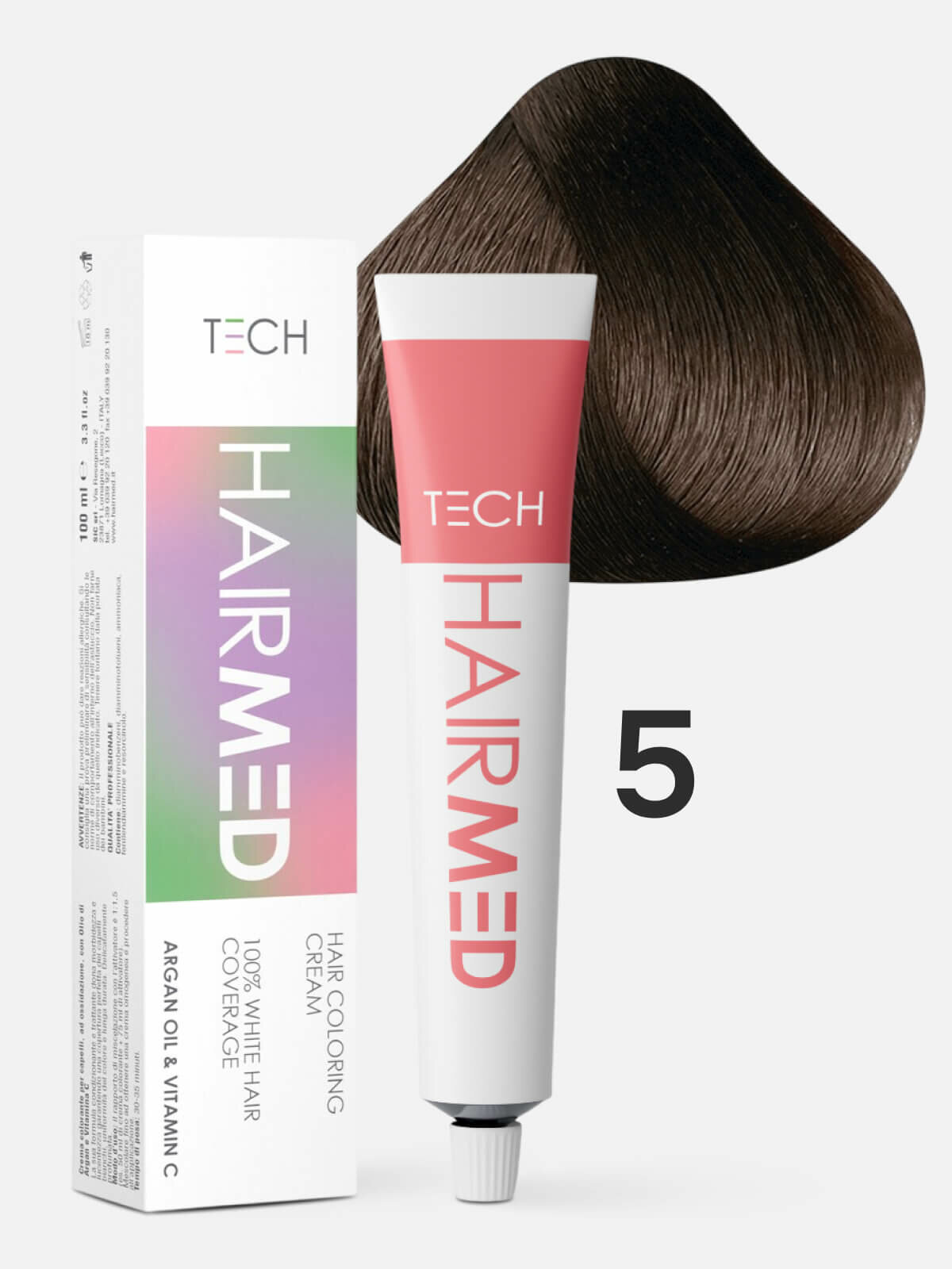 Крем - краска для волос профессиональная Hairmed 5 Светлый каштановый, 100 мл