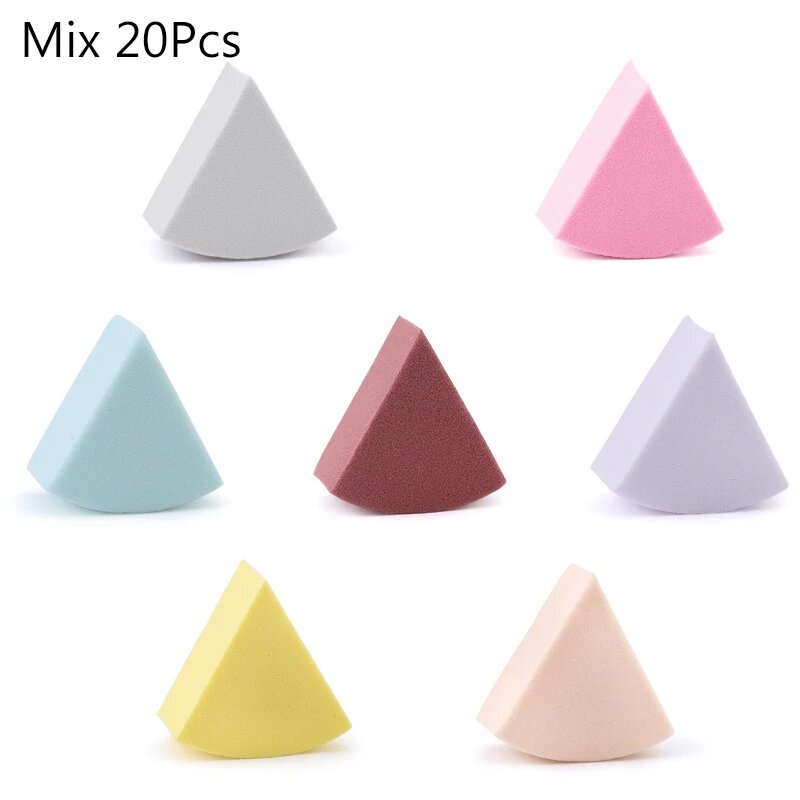 Косметические спонжи треугольные, 7 цветов, Mix 20pcs