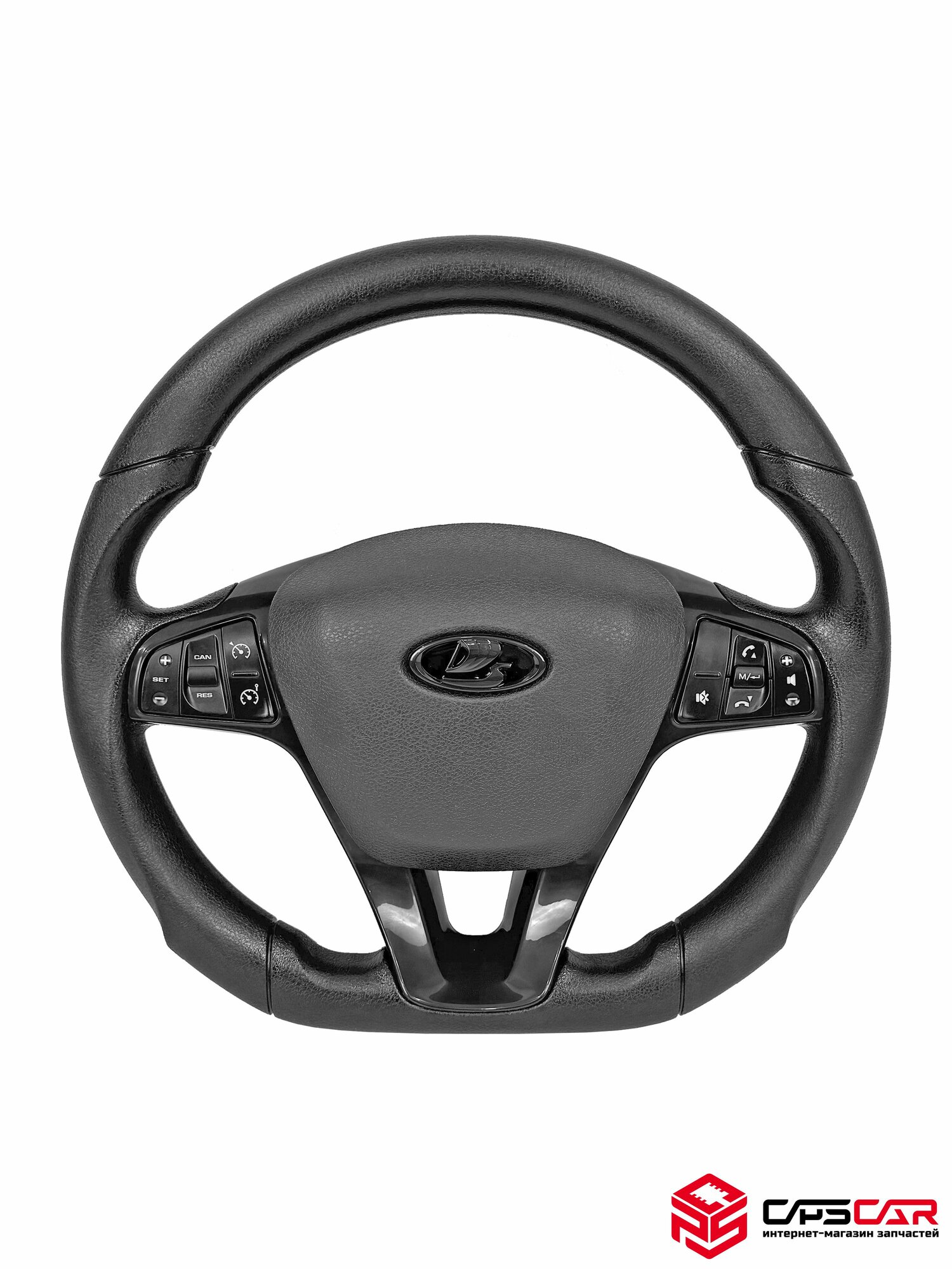 Руль для Лада Веста барс про анатомический с кнопками / Диаметр 365 мм / Эмблема в комплекте