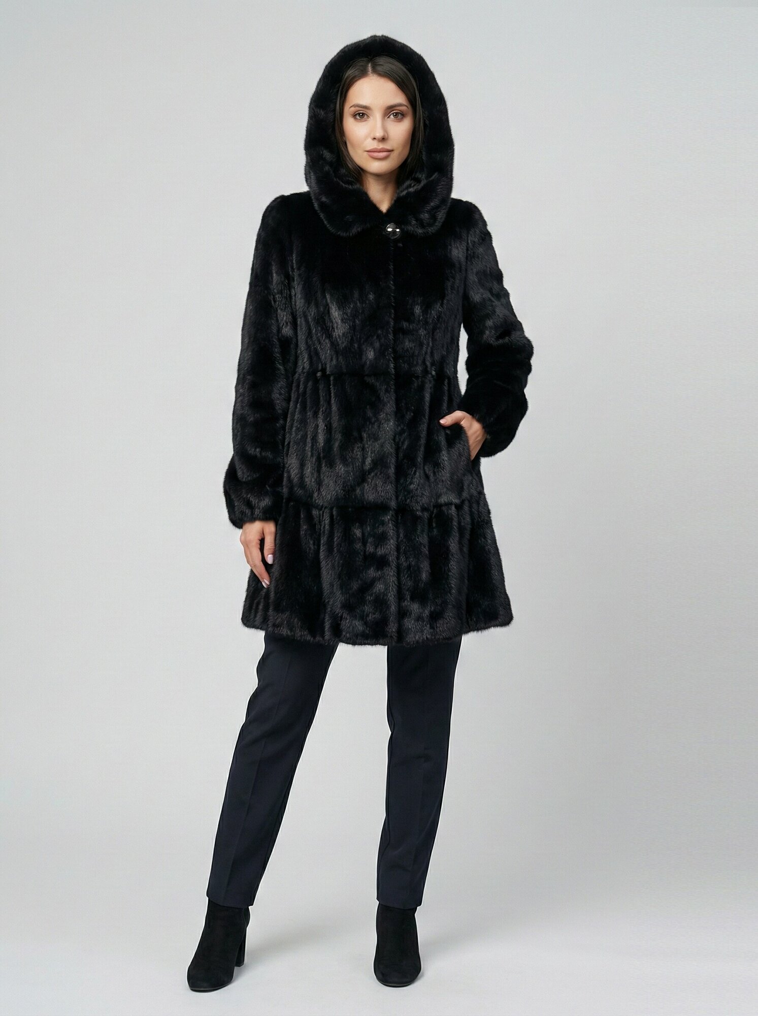 Женская шуба из норки Flaumfeder, чёрная, 48 (L)
