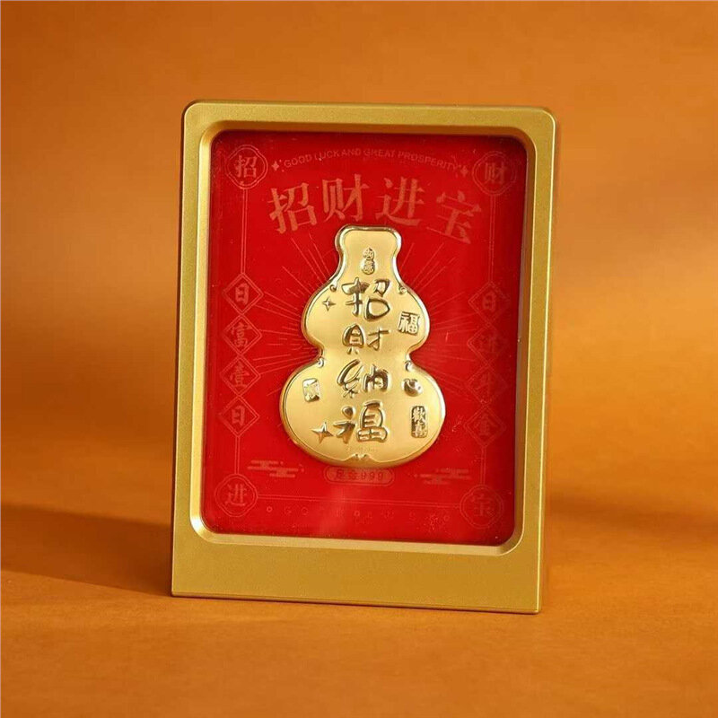 Золотое украшение - Настоящее золото - "Деньги приходят со всех сторон" - Настольное украшение в виде фоторамки - Праздничный подарок для старших и друзей