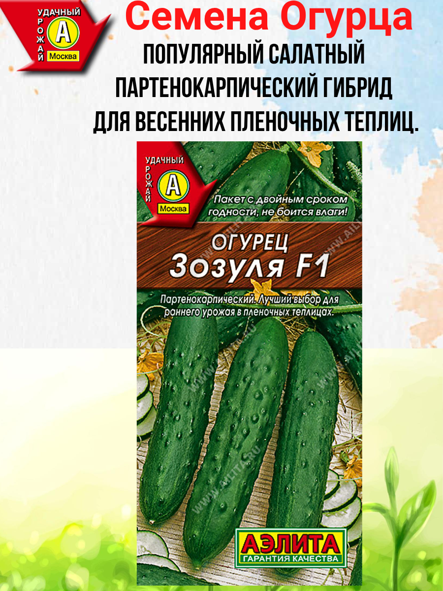 Семена Огурец Зозуля F1 (10 семян), салатный партенокарпический, Агрофирма Аэлита