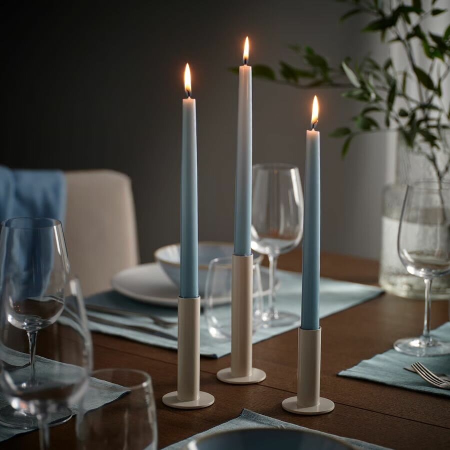 Набор свечей IKEA, 8 шт, 25 см, светло-голубой, без аромата