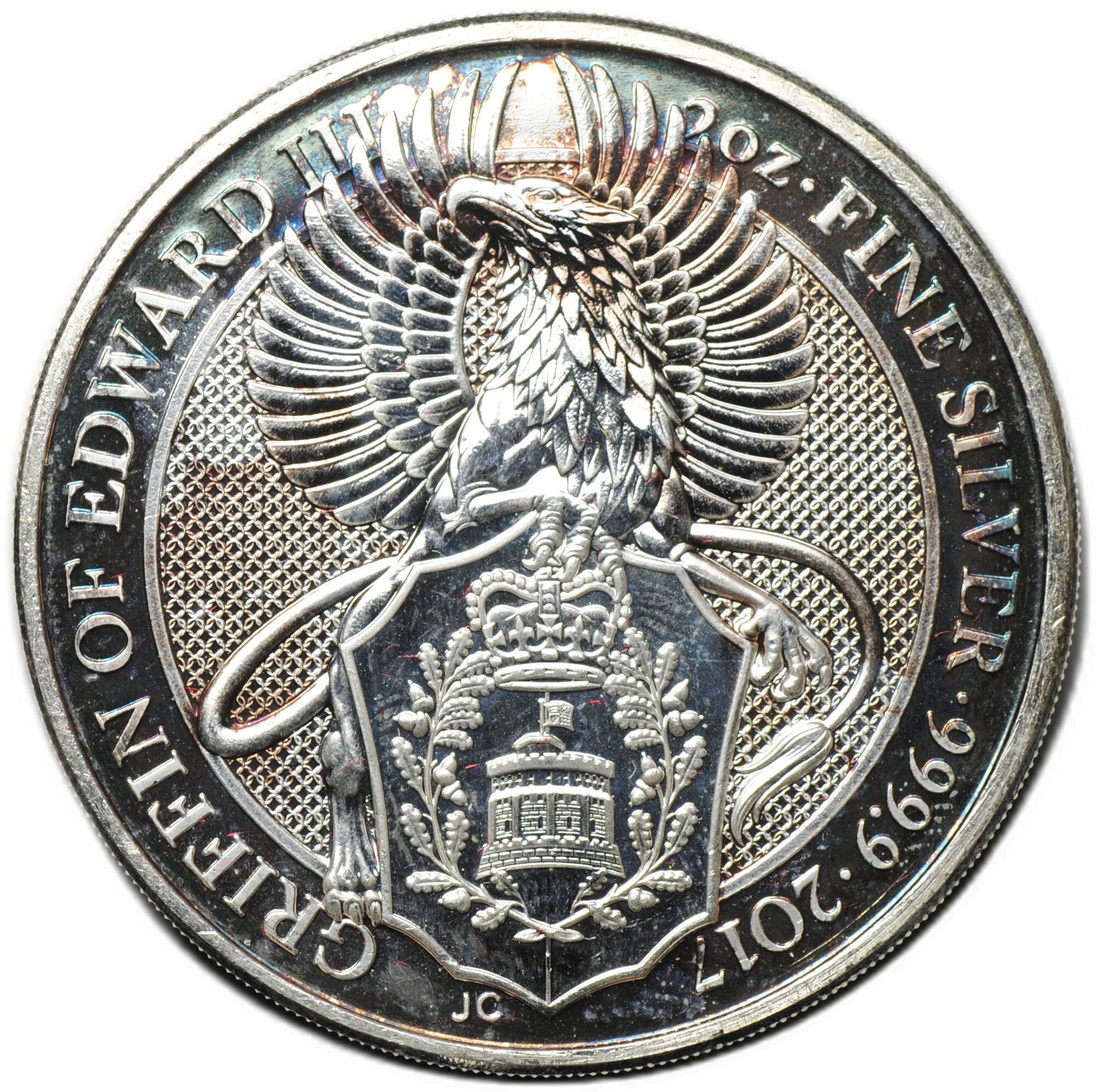 Монета 5 фунтов 2017 Звери Королевы - Грифон Эдуарда III Великобритания