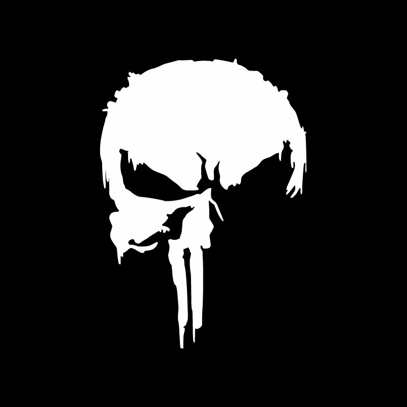 Виниловая наклейка с черепом Punisher для автомобиля, бампера, лобового стекла, окна, 10x7cm, White