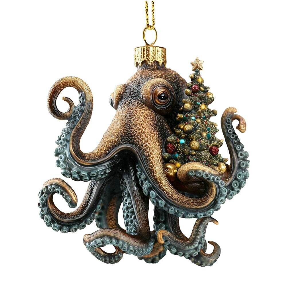 Декоративные фигурки осьминога, плоские (не 3D) акриловые, для рождественского украшения, с подвесным шнурком для любителей океана.