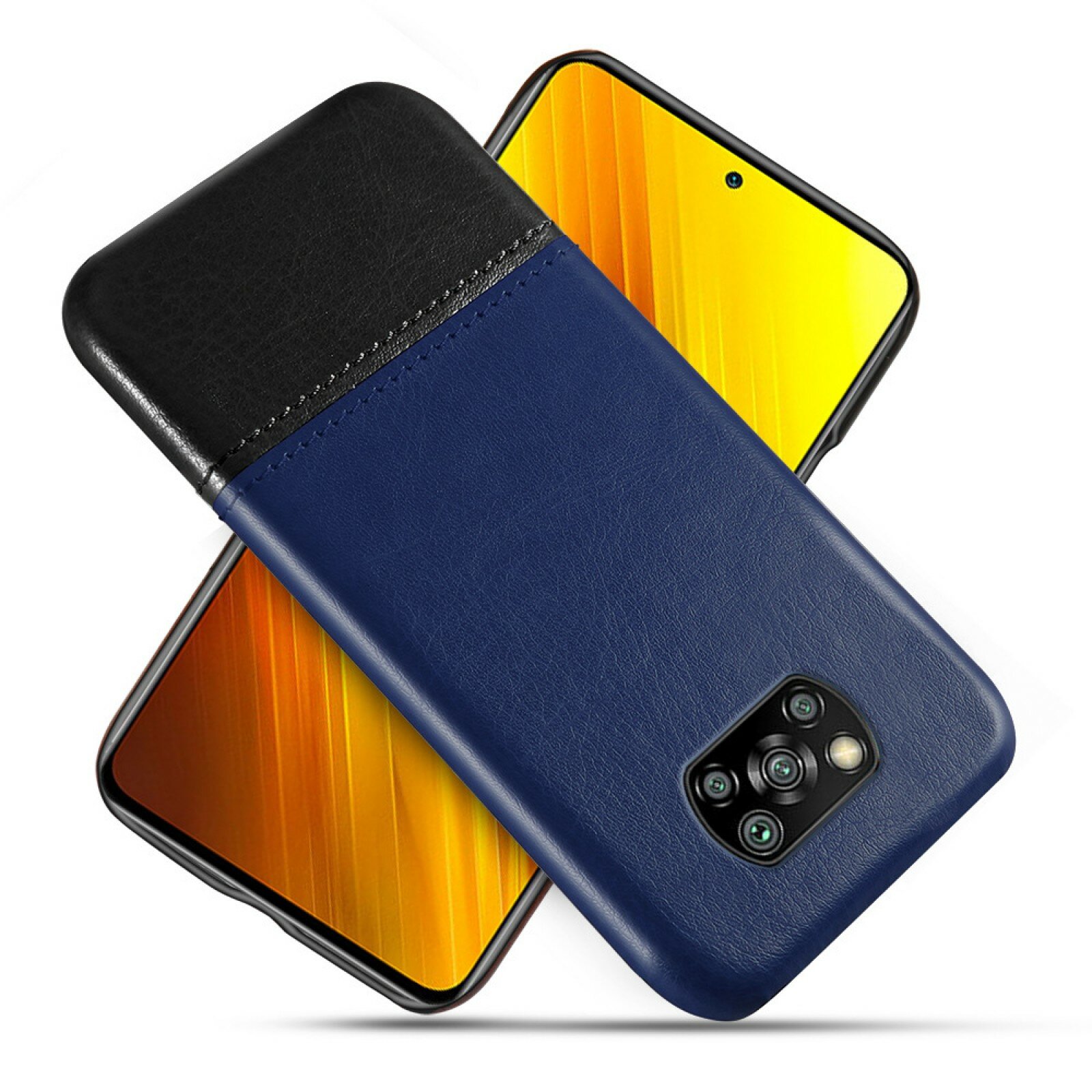 Чехол панель-накладка Чехол. ру для Xiaomi POCO X3 / X3 NFC / X3 Pro из импортной кожи с двухцветным дизайном