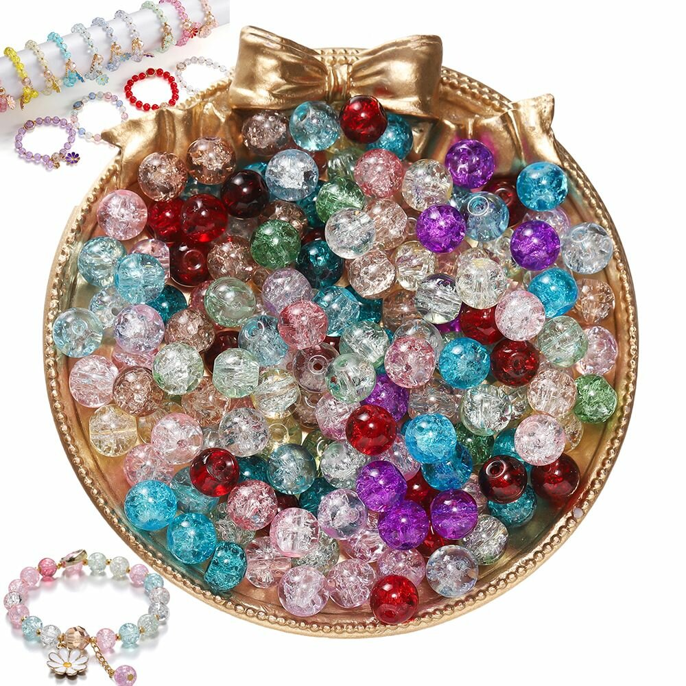 Бусины стекло Битое стекло ассорти 7*8 мм 50шт, Случайное смешивание цветов.-