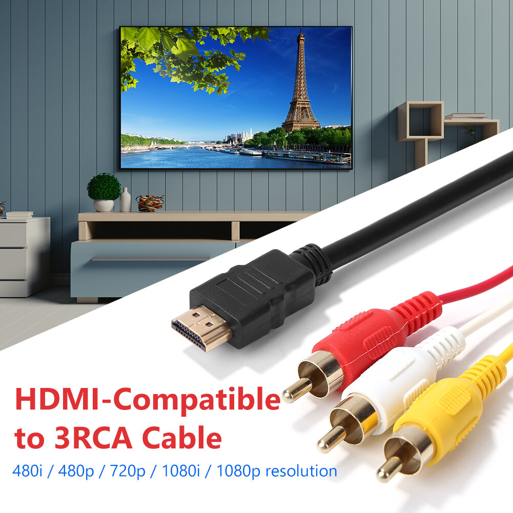 HDMI-переходник на 3 RCA для передачи видео и аудио