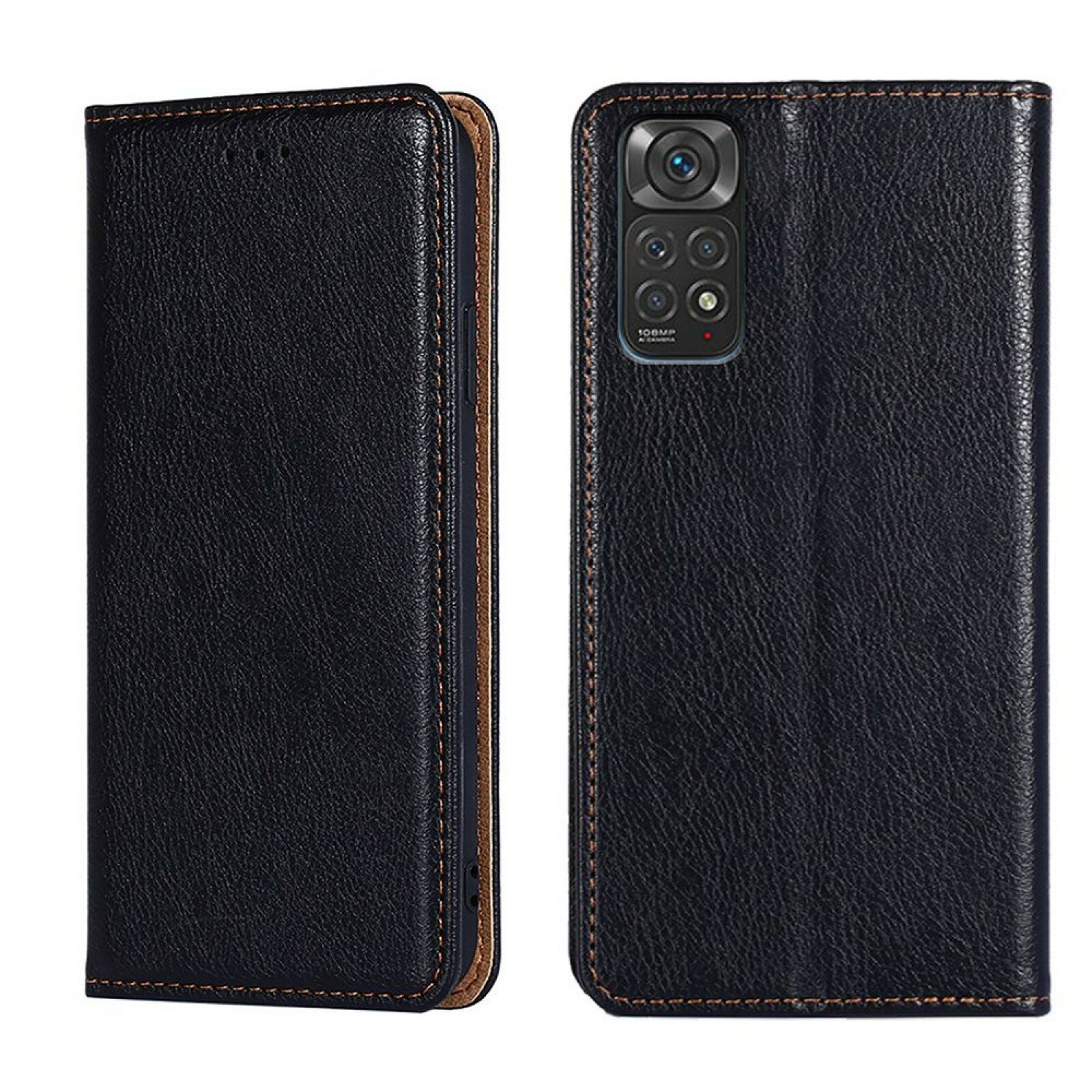 Чехол-книжка MyPads для Xiaomi Redmi Note 11 и Redmi Note 11s черный кожзам