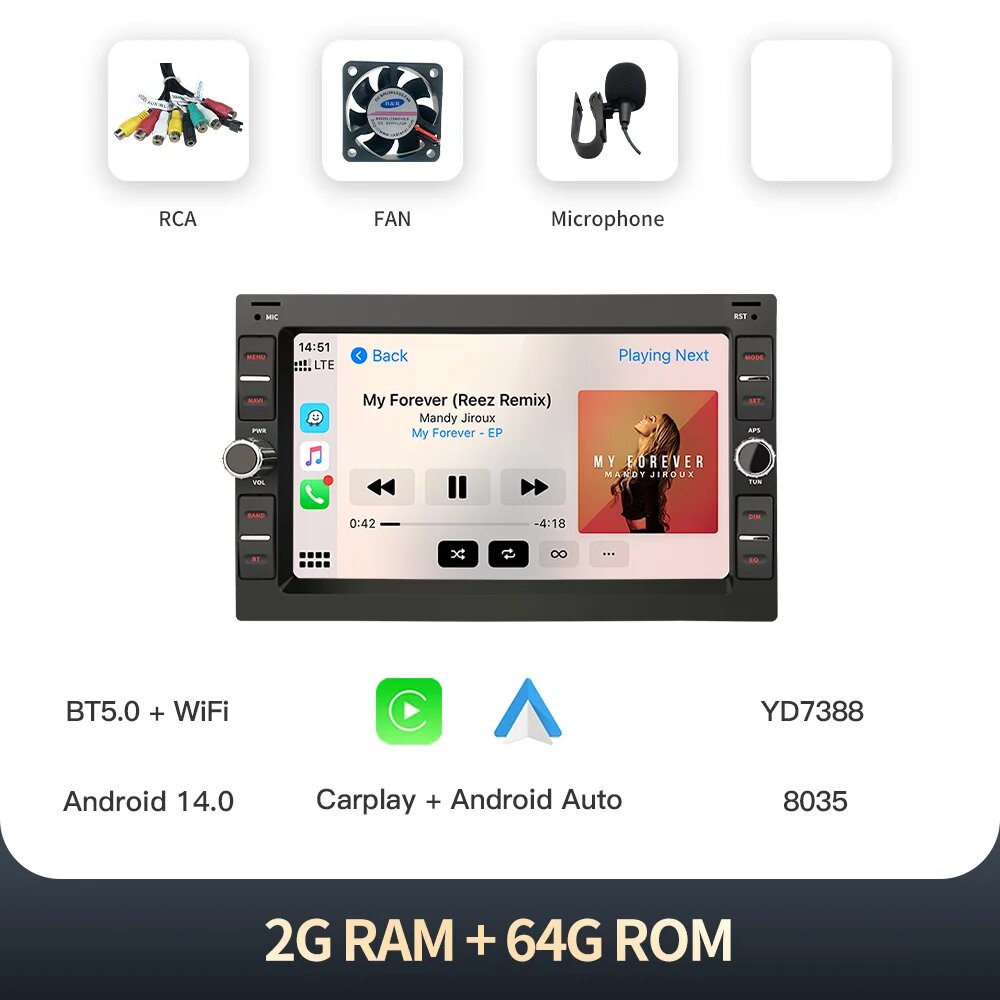 Автомагнитола Kingchange Android 14 для VW Volkswagen PASSAT B5 MK4 MK5 SHARAN Jetta B 3326 2 64