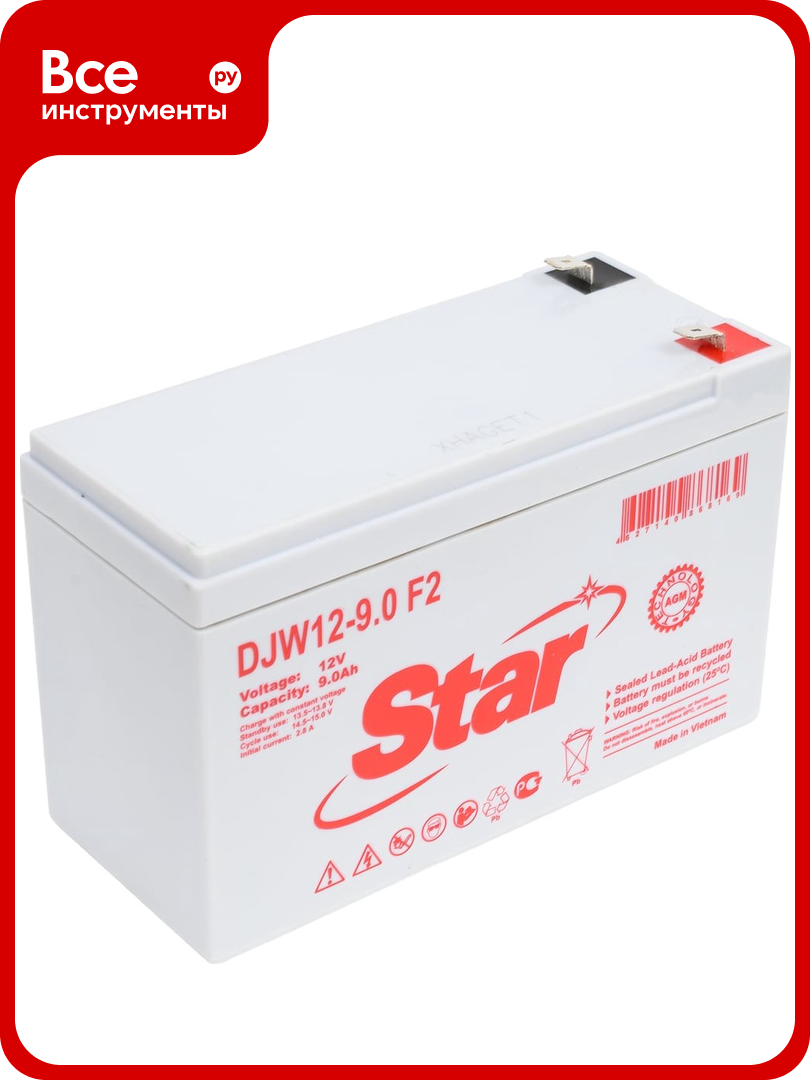 Аккумулятор для ИБП DJW12-9.0 F2 12 В, 9 А*ч Star УТ-00002533 12В прямая полярность технология