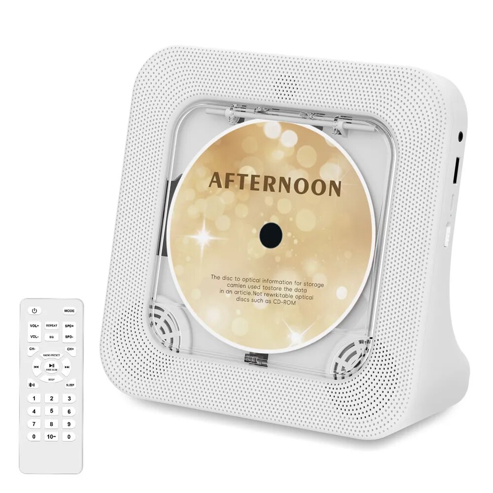 Ретро-CD-плеер и акустическая система в одном корпусе, белый цвет, верхняя загрузка, для дома