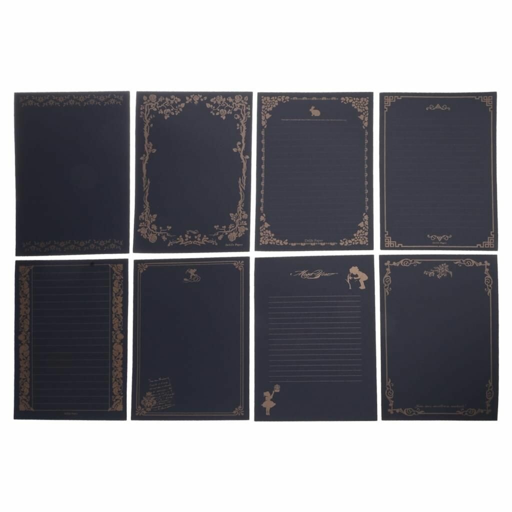 Бумага для писем A5, 8 листов, коричневая, линованная, - B