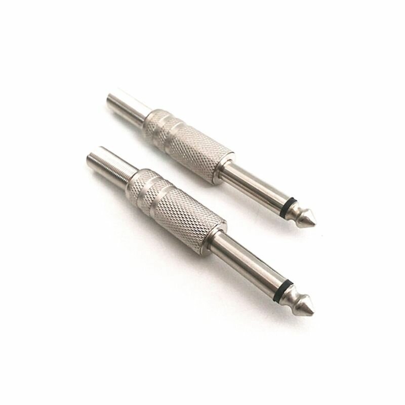 10 шт. 1/4 "Mono Jack 6,35 мм металлический штекер монофонического кабеля
