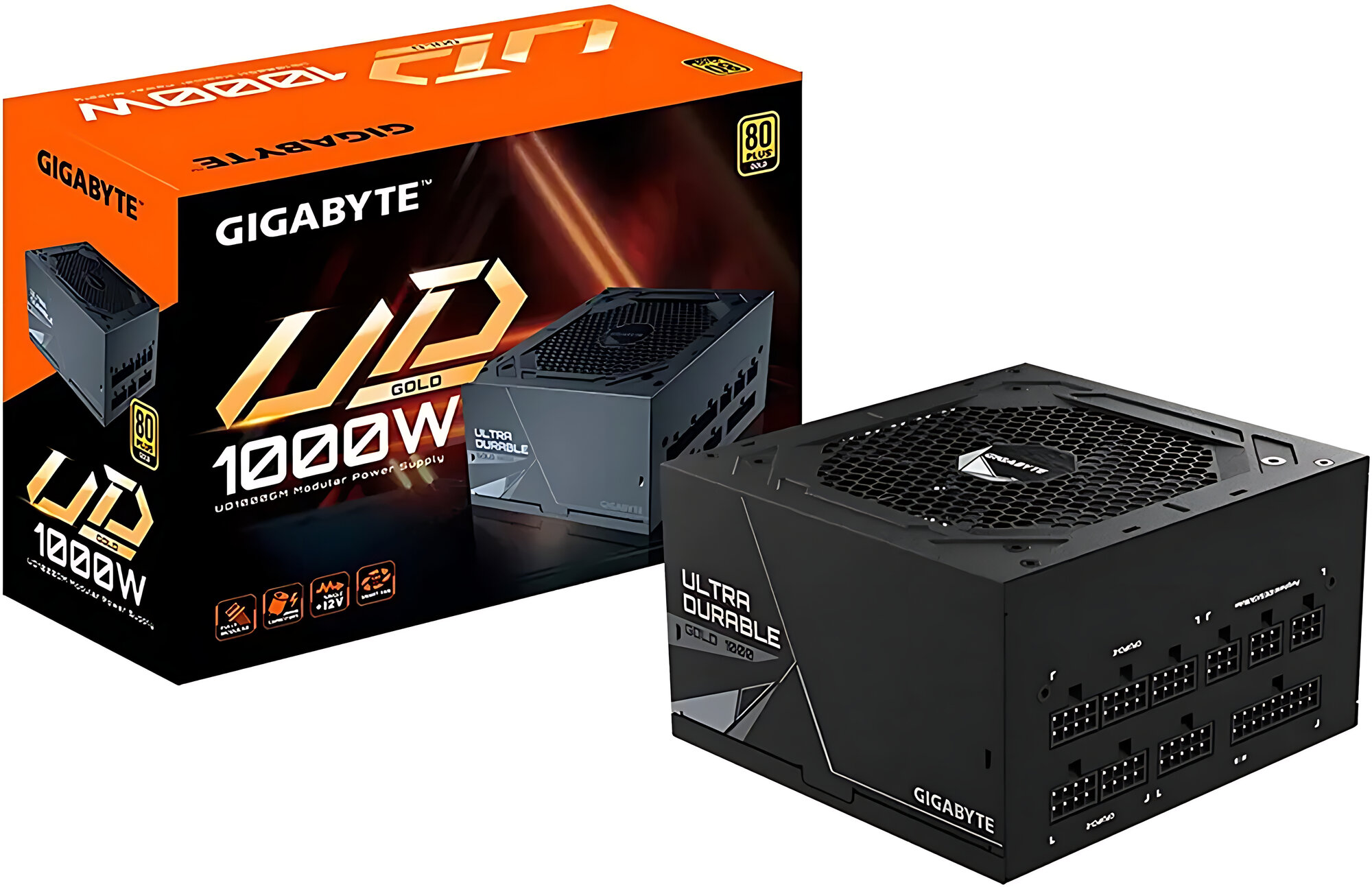 Блок питания Gigabyte 1000W GP-UD1000GM PG5 v2, модульный, 16 Pin PCIe 5.0, 80 PLUS Gold (28200-U10GP-2EUR)
