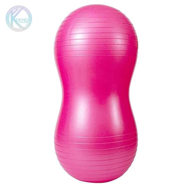Фитбол для фитнеса и реабилитации Peanut Yoga Ball розового цвета с насосом — фото 1