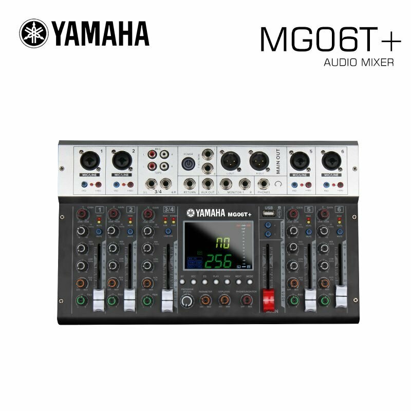 Yamaha MG06T + микшер с 6 входами, функцией DSP-рефлексии, поддержкой Bluetooth и USB, возможностью записи и прямой трансляции