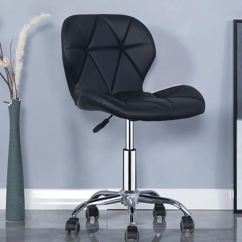 Стул мастера ракушка для маникюра и наращивания ресниц на колесиках черный