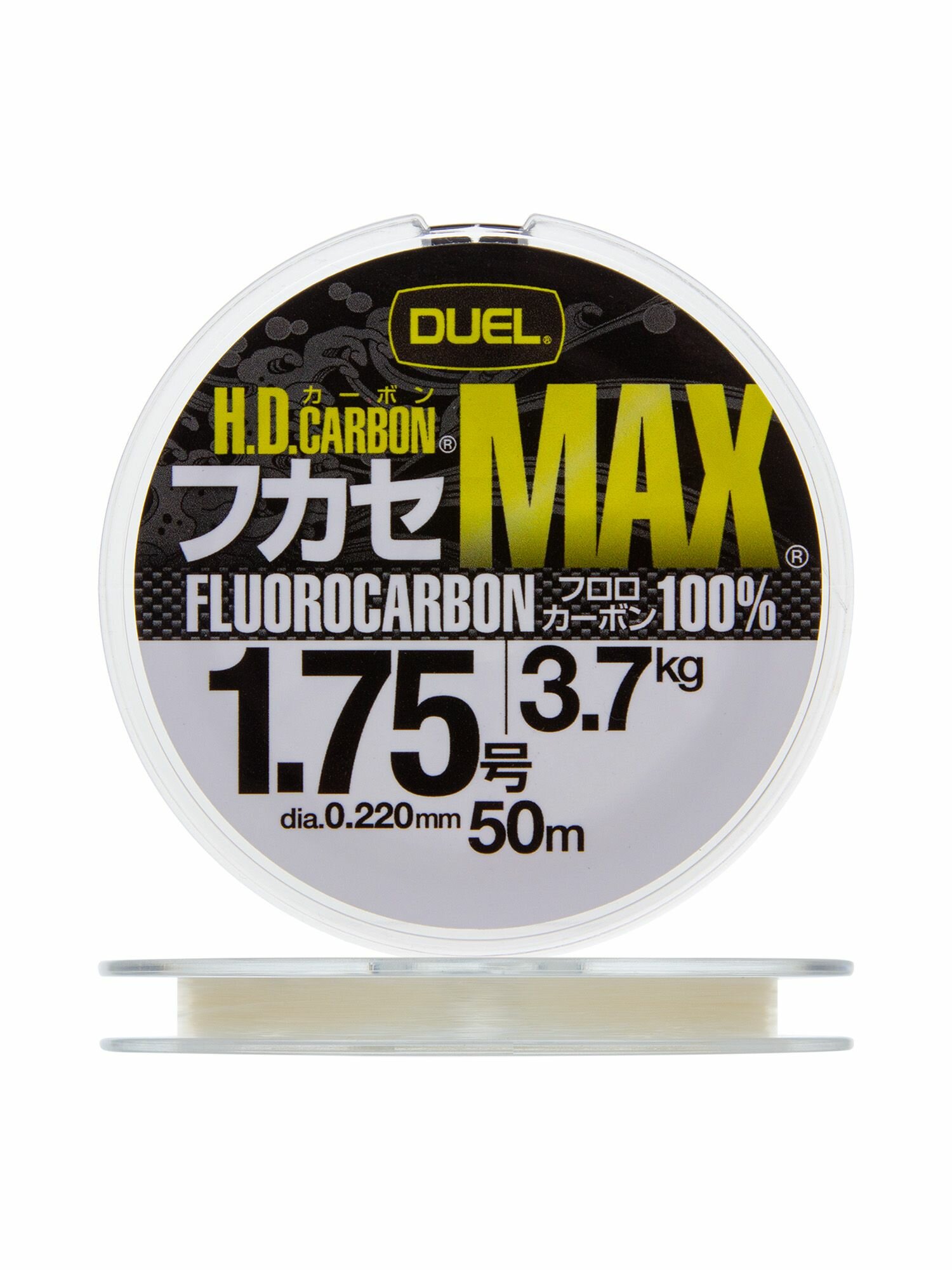 Флюорокарбоновая леска для рыбалки Duel H. D, Carbon Max Fluorocarbon 100%, 0,22 мм, 50 м, 3,7 кг, прозрачный