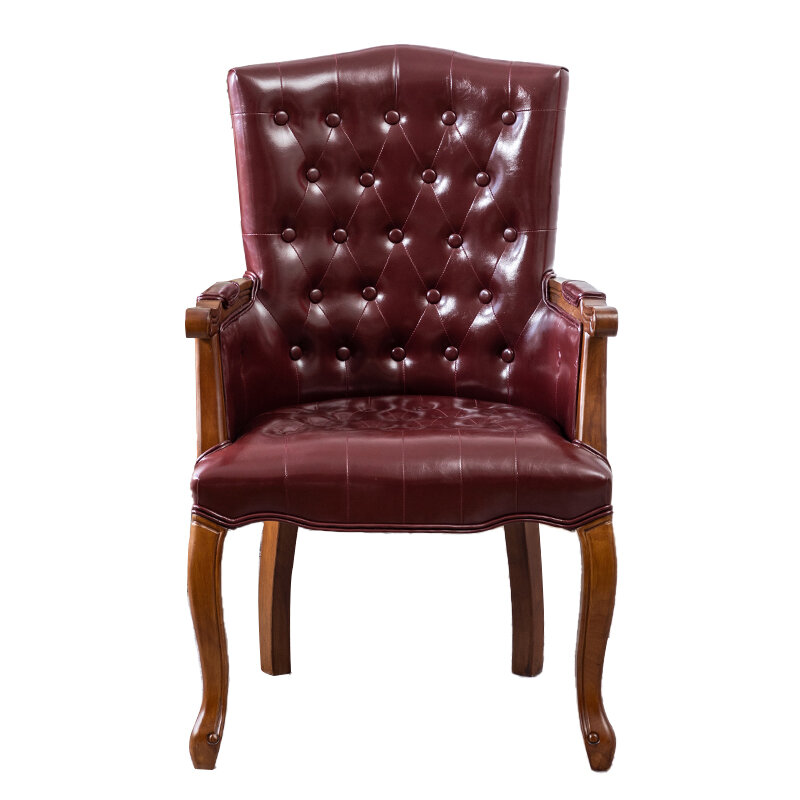 Кожаное кресло в стиле ретро с деревянными ножками, подходящее для гостиной и столовой