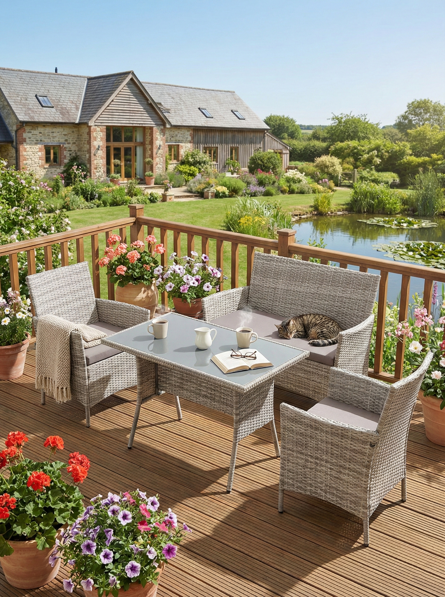 Комплект из искусственного ротанга Киото Плюс (Kioto+), серый