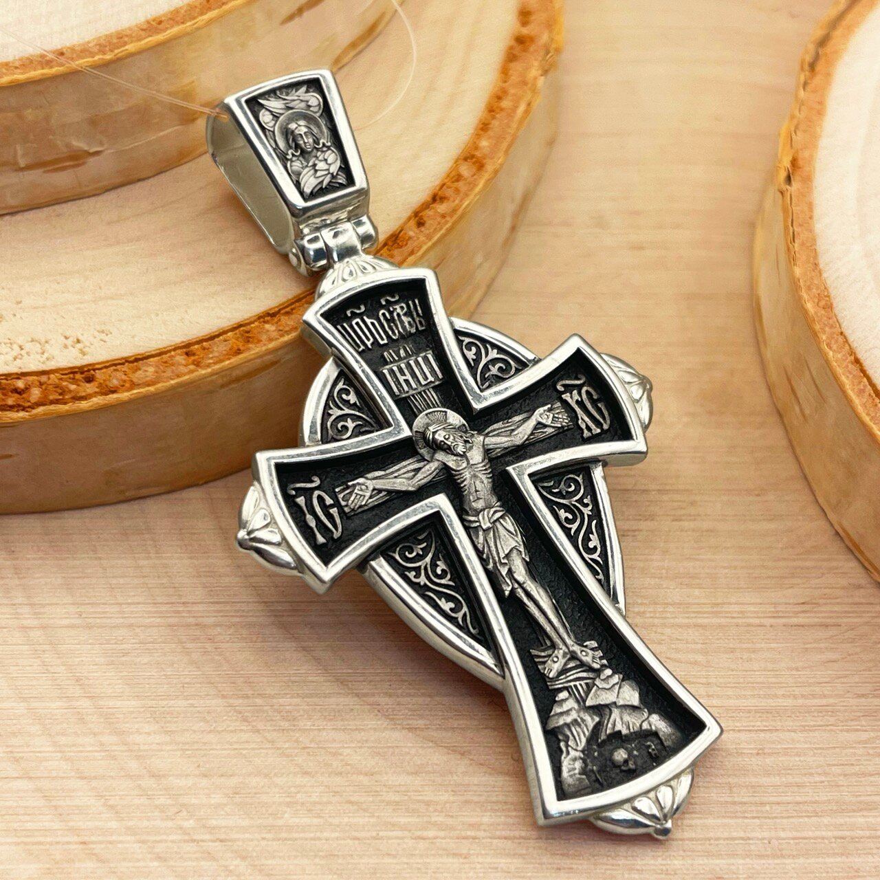 Крестик, серебро, 925 проба, оксидирование, чернение