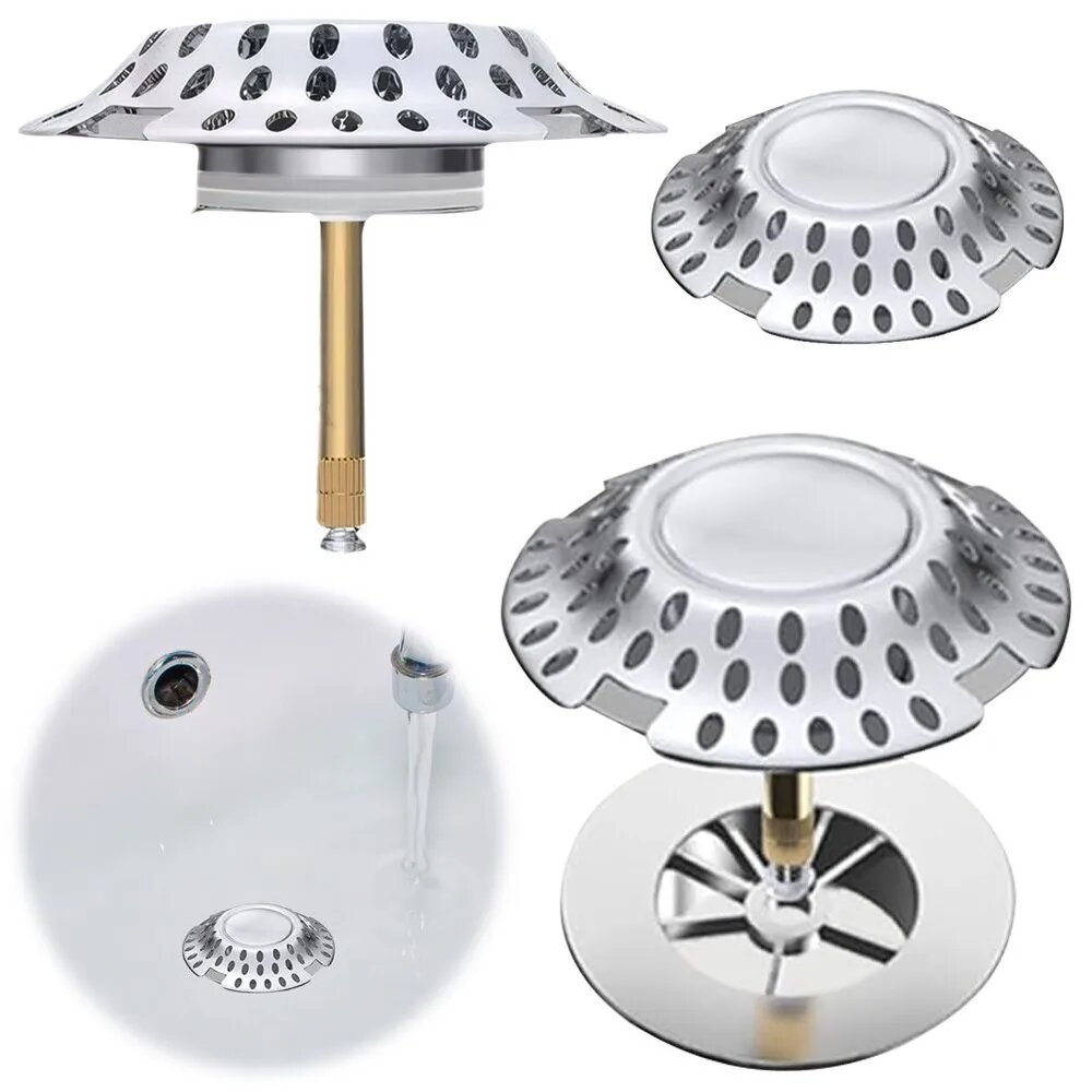 Сифон для ванны с фильтром от волос, диаметр 38-44 мм, латунь, медный, 72x56x8 мм