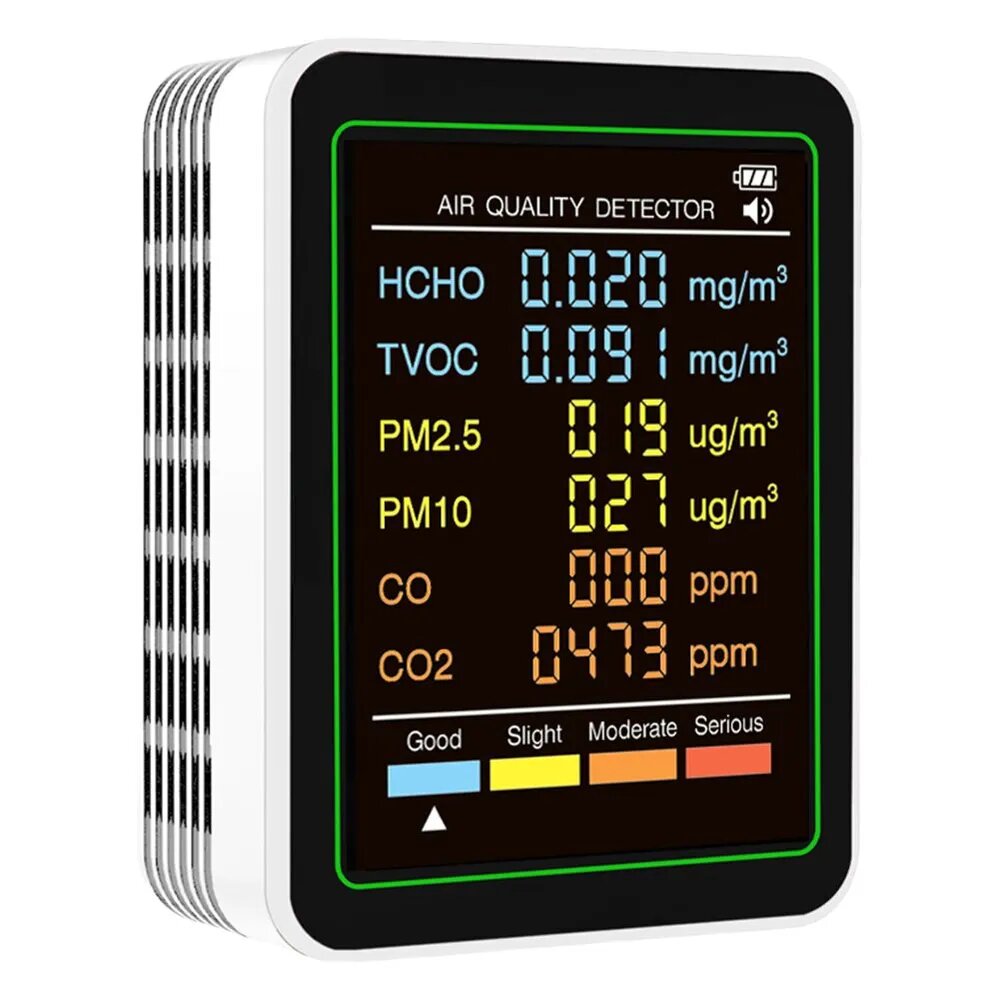 Универсальный детектор качества воздуха: CO , формальдегид, TVOC, PM2.5, PM10, CO