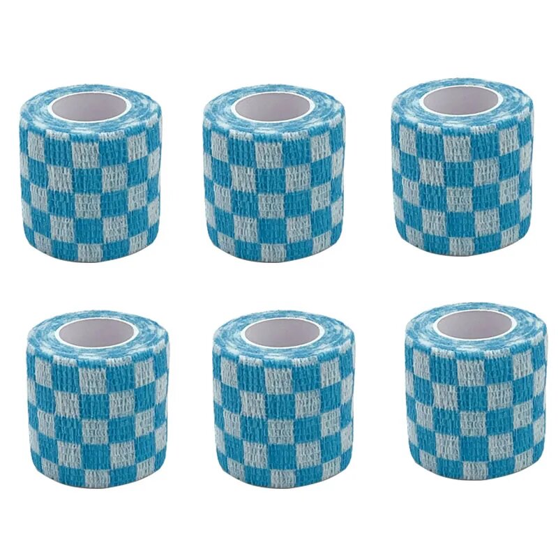 Эластичный бинт спортивный 2.5см x 4.8м, синий в клетку (6шт)