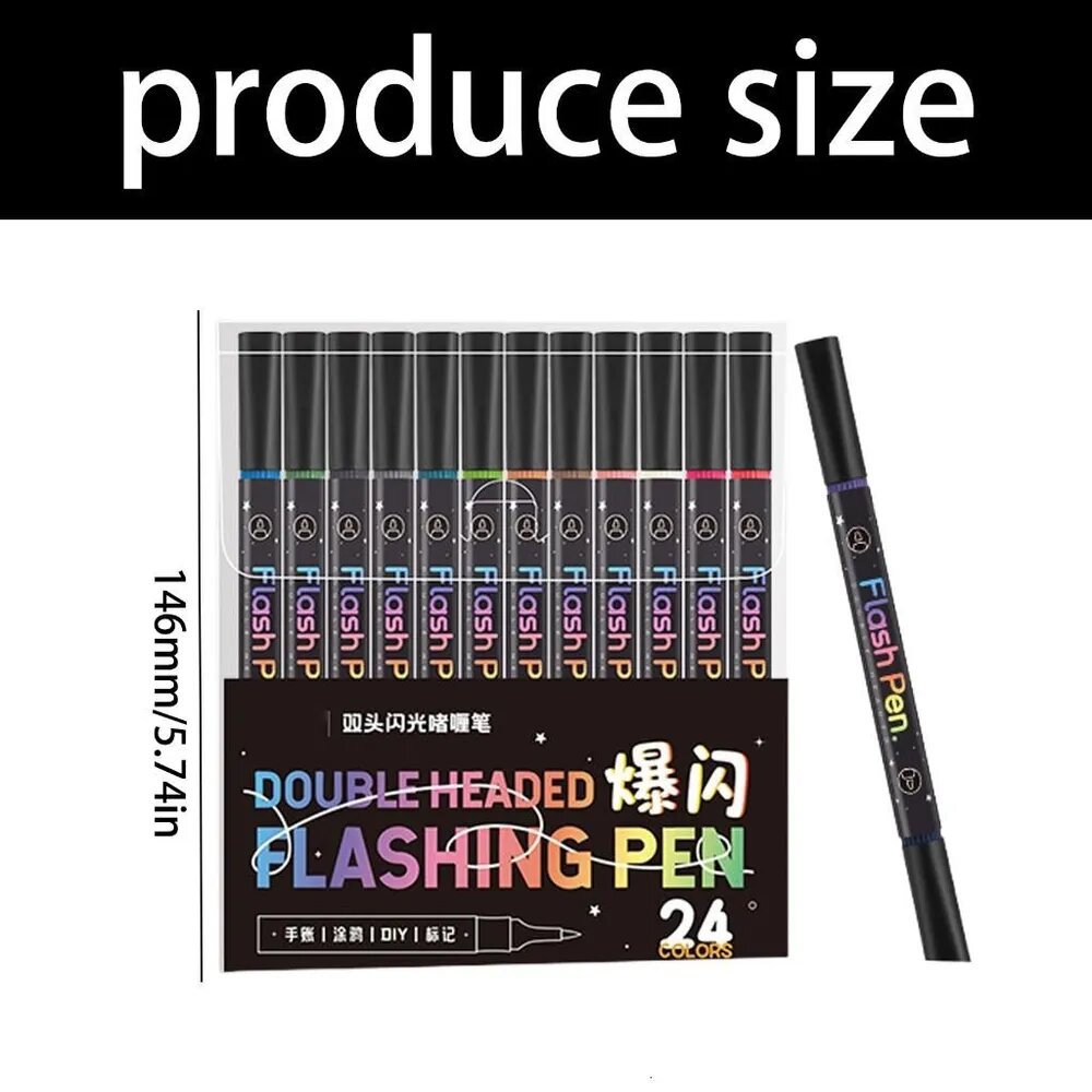 Двусторонние флуоресцентные маркеры FLASHING PEN, 96 цветов, для рисования и выделения текста, светящиеся в темноте — фото 1