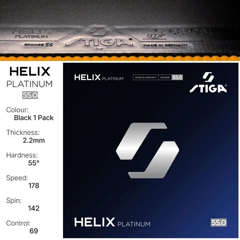 STIGA Helix Platinum 55.0, черная резина для настольного тенниса