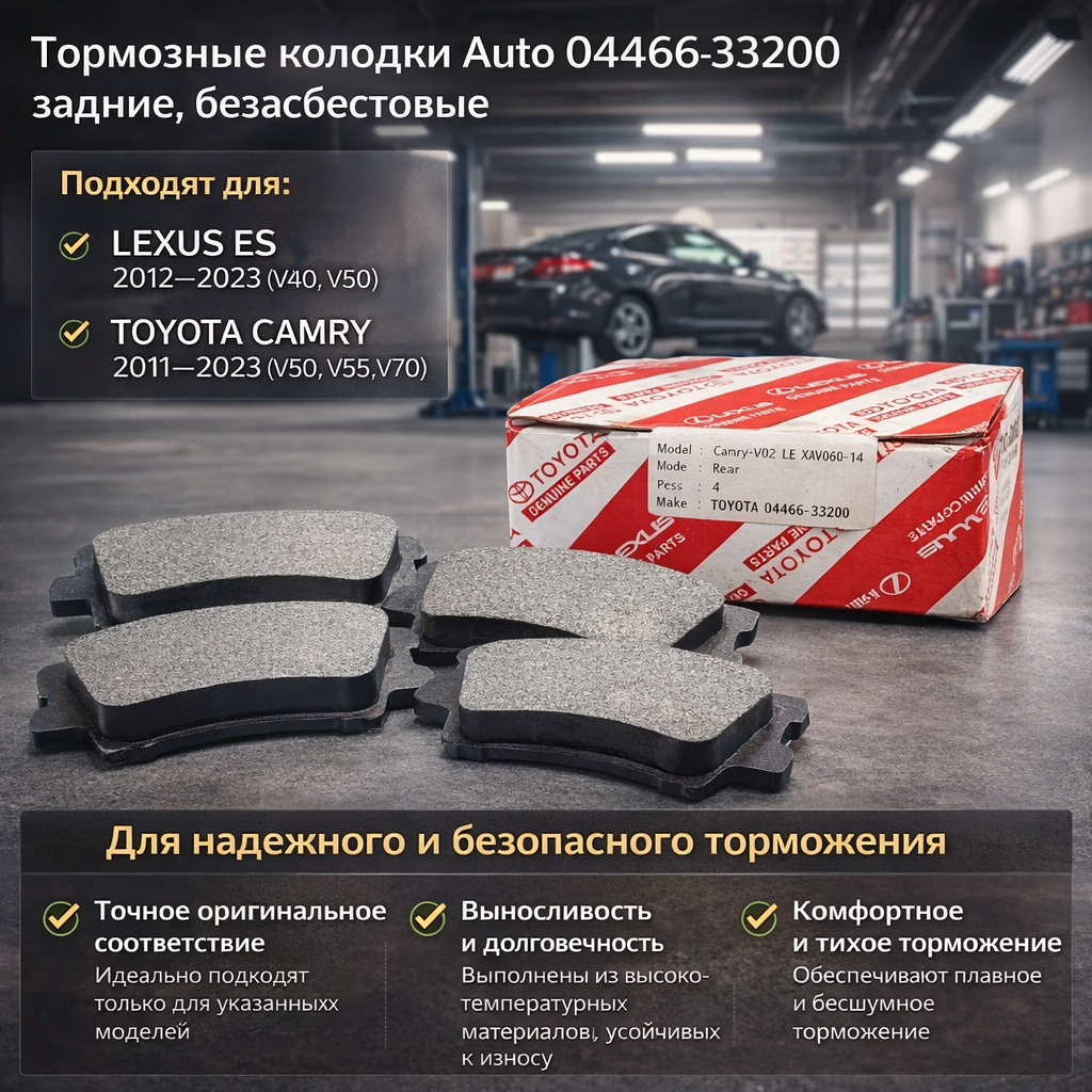 Тормозные колодки Auto 04466-33200, задние, безасбестовые, для Lexus ES, Camry, черные