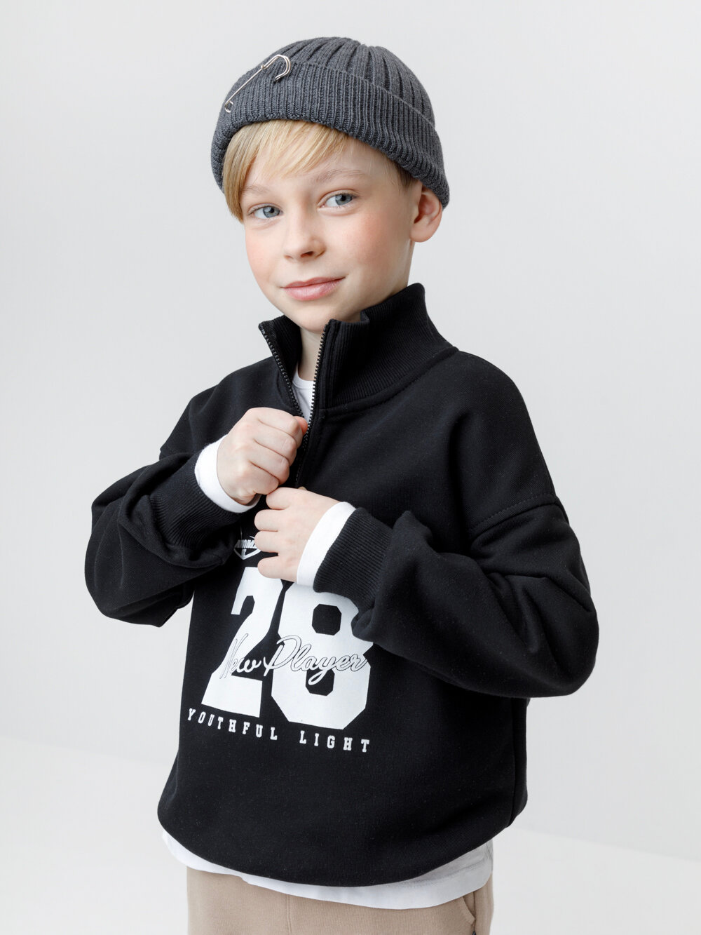 Джемпер детский с воротником, натуральный хлопок