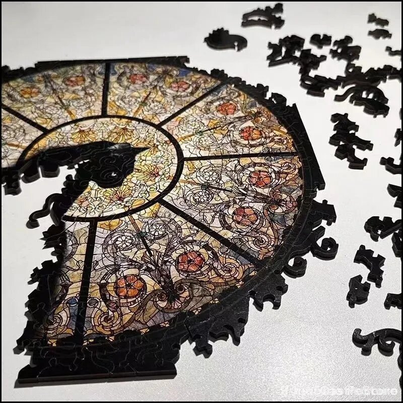 Фоторамка деревянная круглая мозаика, 1000 деталей для сборки, декор для дома, подарок