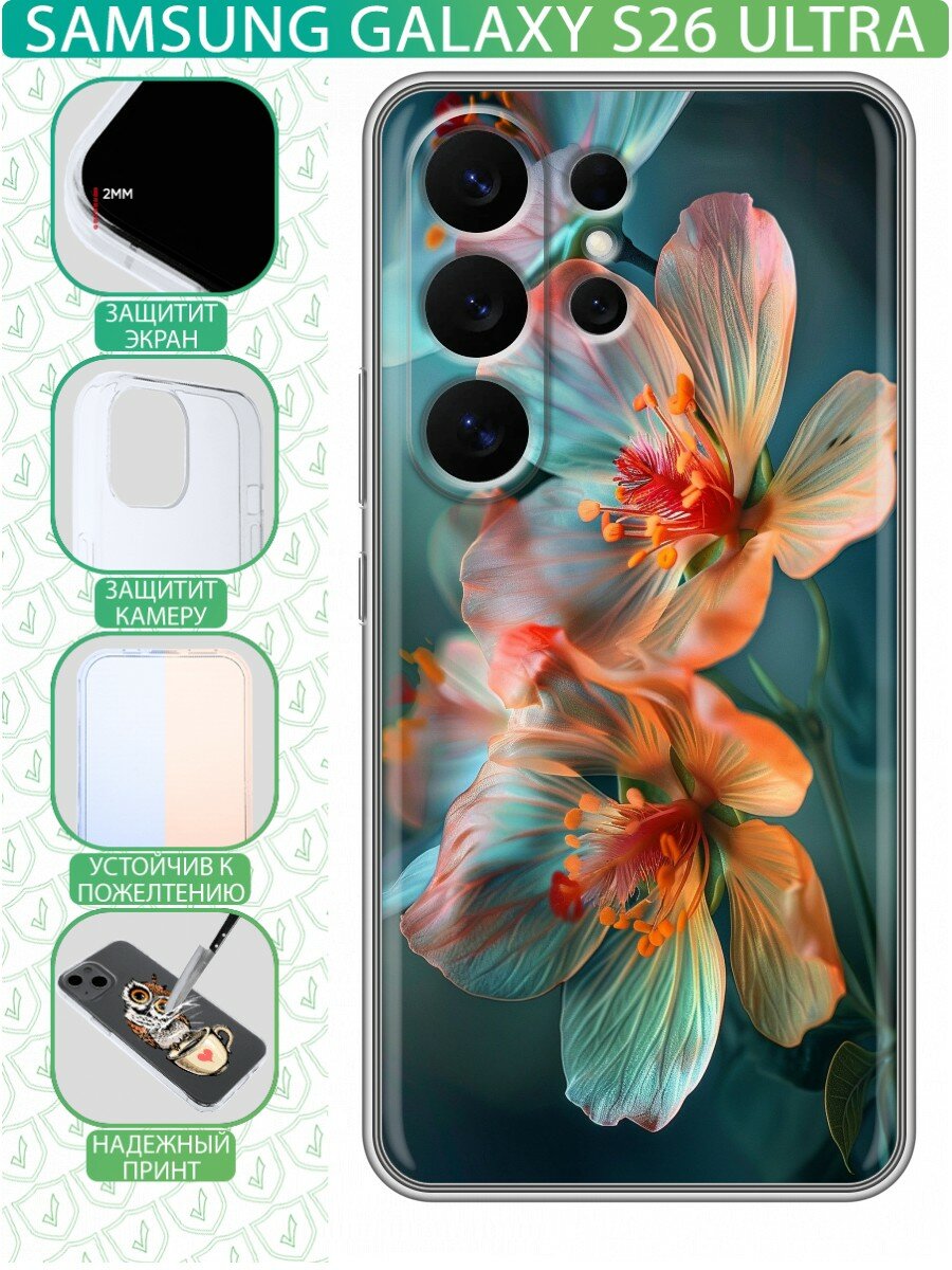 Чехол для Samsung Galaxy S26 Ultra с принтом для женщин с цветочками (Самсунг Галакси С26 Ультра)